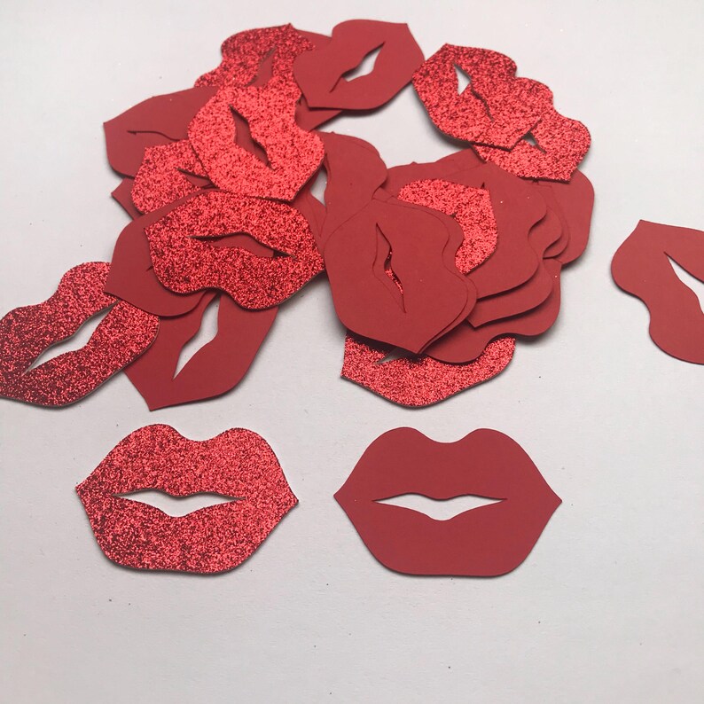 Lips Paper Confetti Red Lips Cutout Red Lips Table | Etsy