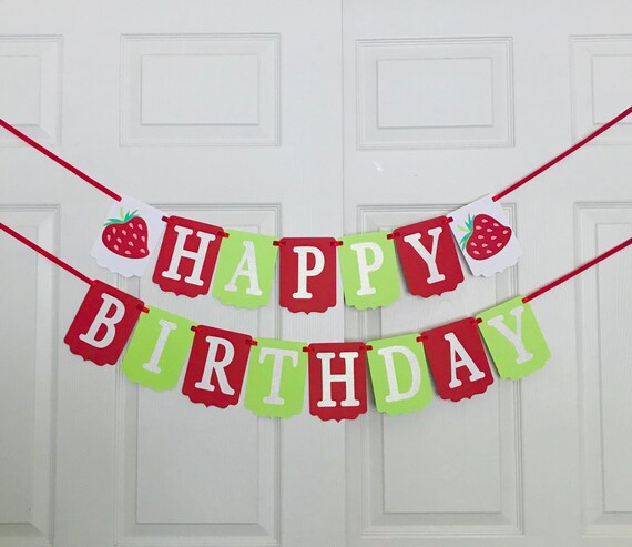 Strawberry Theme Birthday Banner Strawberry Theme Party | Etsy