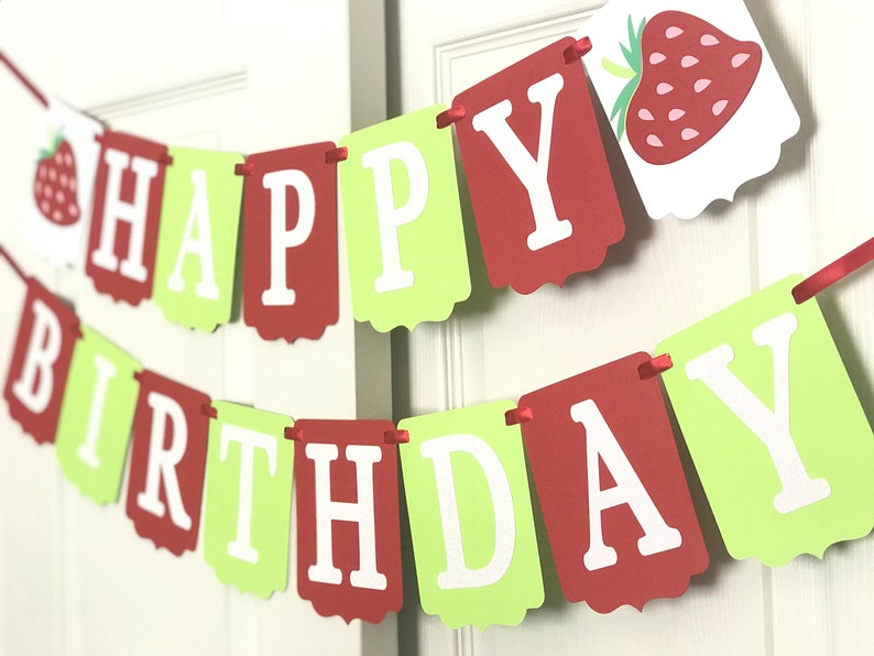 Strawberry Theme Birthday Banner Strawberry Theme Party - Etsy