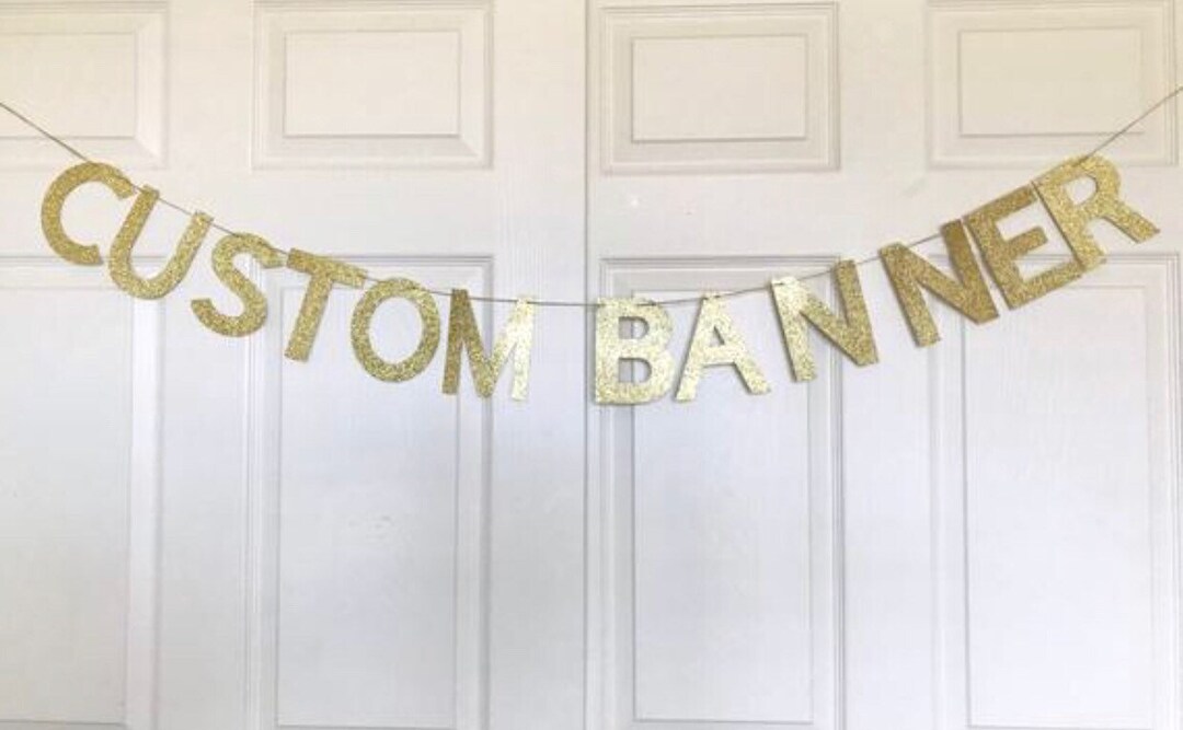 Custom Glitter Banner- Gold Glitter Banner- Glitter Party Banner ...