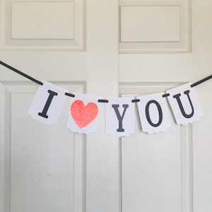 I Love You Banner Valentine's Banner Happy Heart's Day Valentine's Day ...