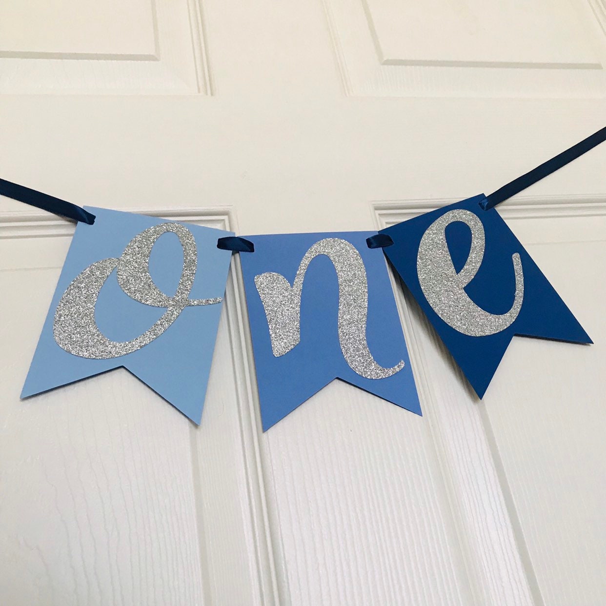 Blue and Silver One Banner Blue One 1st Birthday Decoration | Etsy