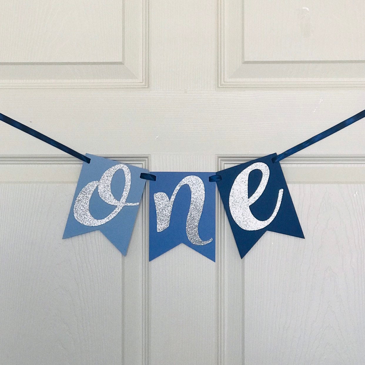 Blue and Silver One Banner Blue One 1st Birthday Decoration | Etsy