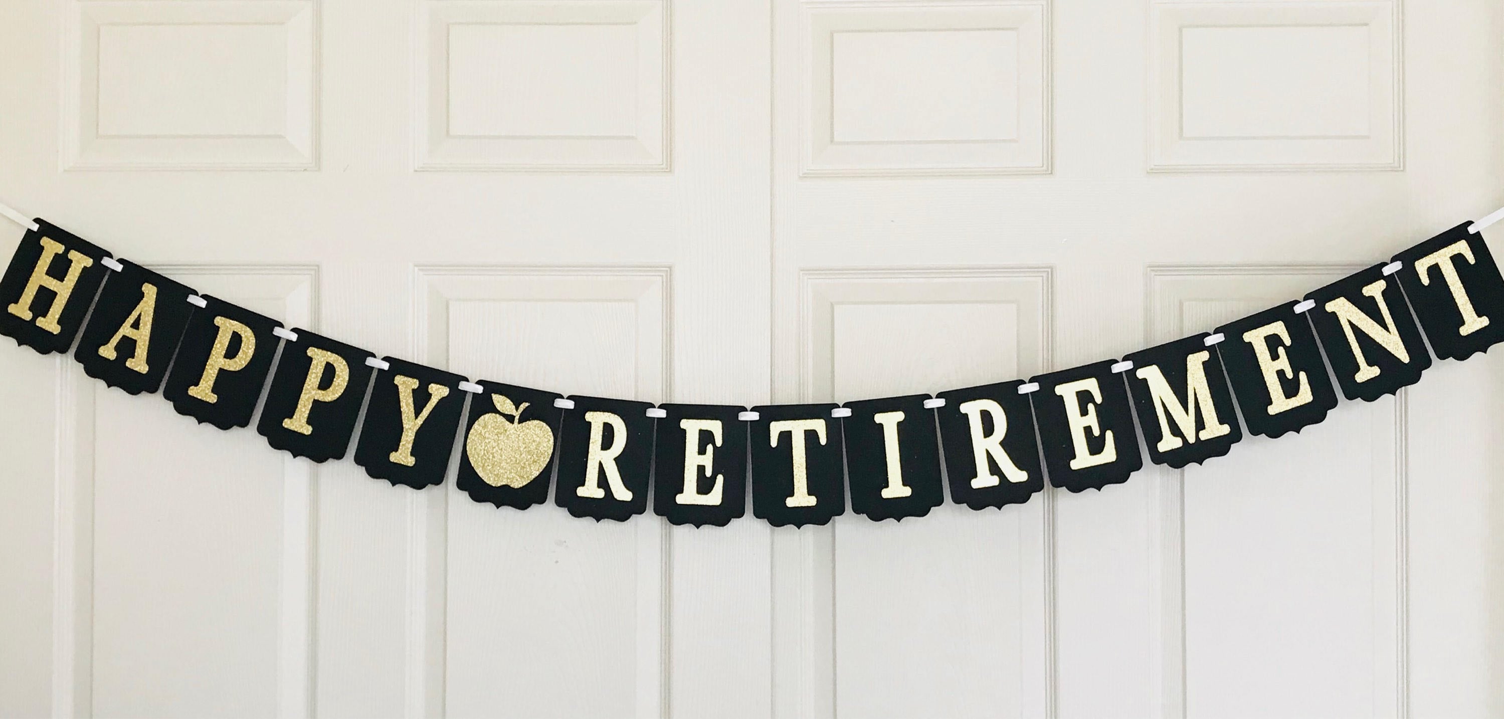 Happy Retirement Banner Retirement party decoration Black | Etsy