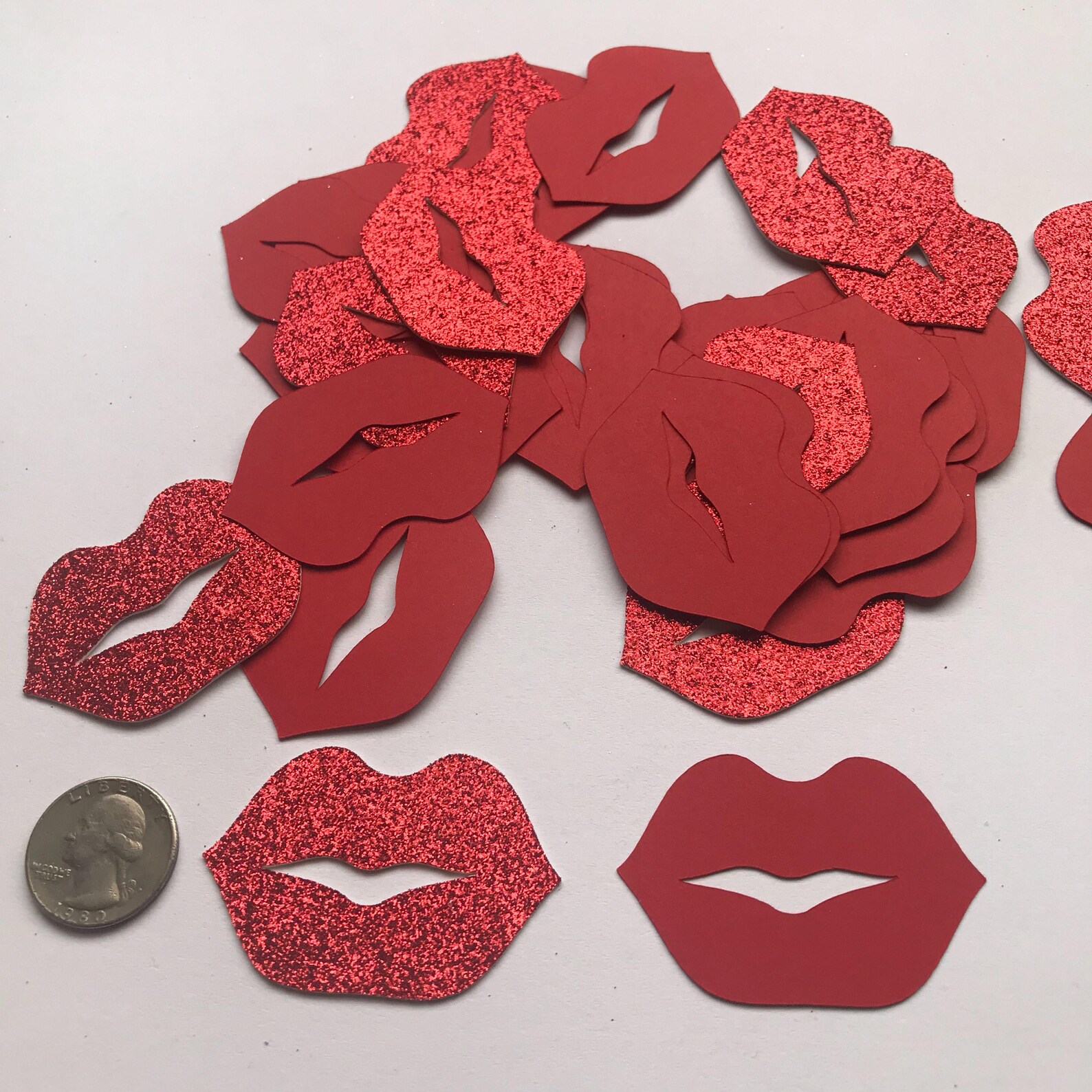 Lips Paper Confetti Red Lips Cutout Red Lips Table | Etsy