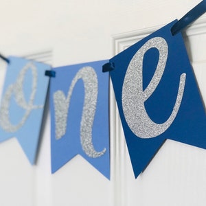 Blue and Silver One Banner Blue One 1st Birthday Decoration - Etsy
