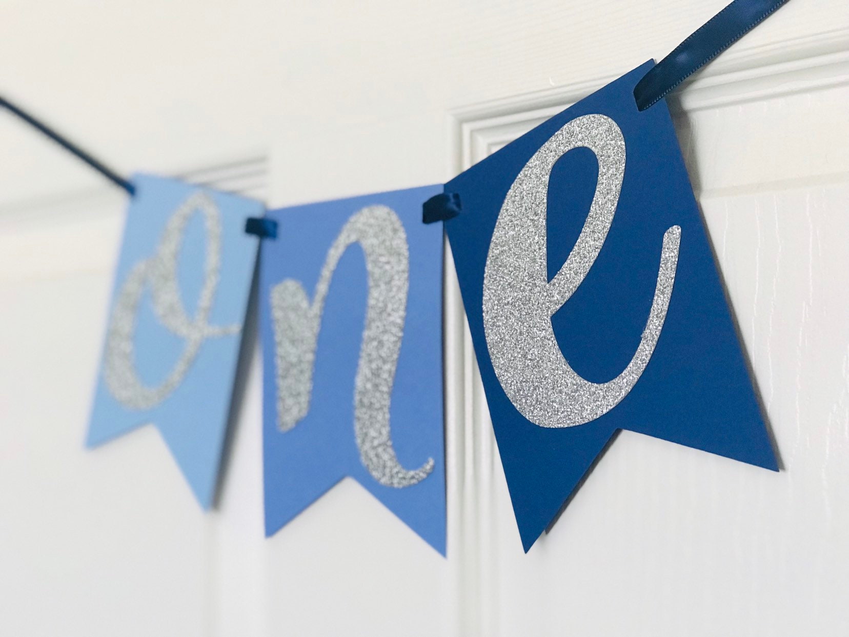 Blue and Silver One Banner Blue One 1st Birthday Decoration | Etsy