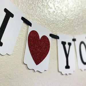 I Love You Banner Valentine's Banner Happy Heart's Day Valentine's Day ...