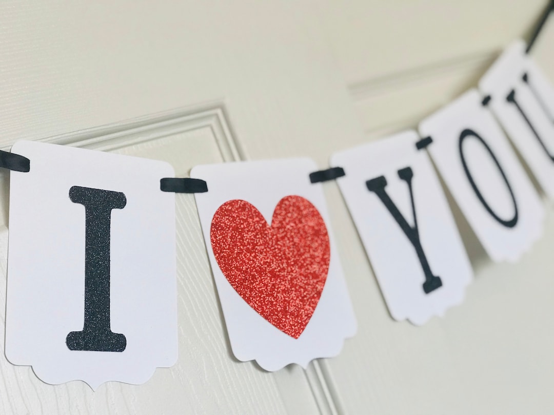 I Love You Banner Valentine's Banner Happy Heart's Day Valentine's Day ...