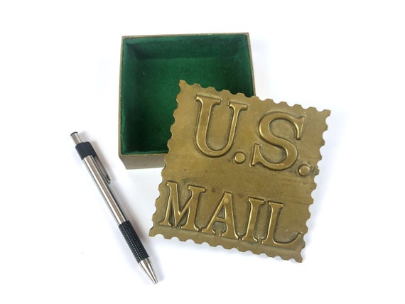 U.S. Mail Brass Trinket Box Stamp Holder | Etsy