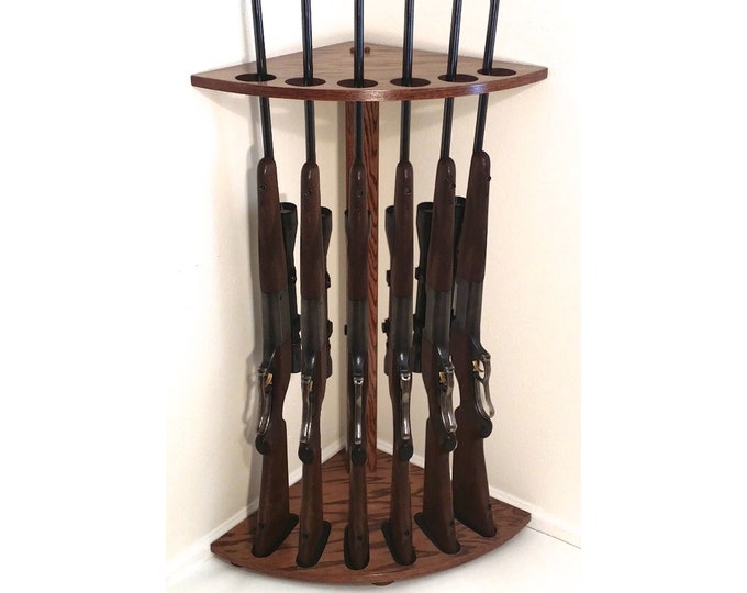 Corner Gun Rack 6-gun Oak Rifle / Shotgun Display - Etsy