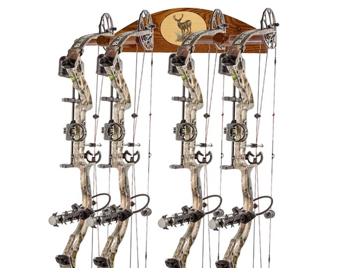 Personalized Compound Bow, Recurve, Solid Oak, 4-place, Wall Display ...