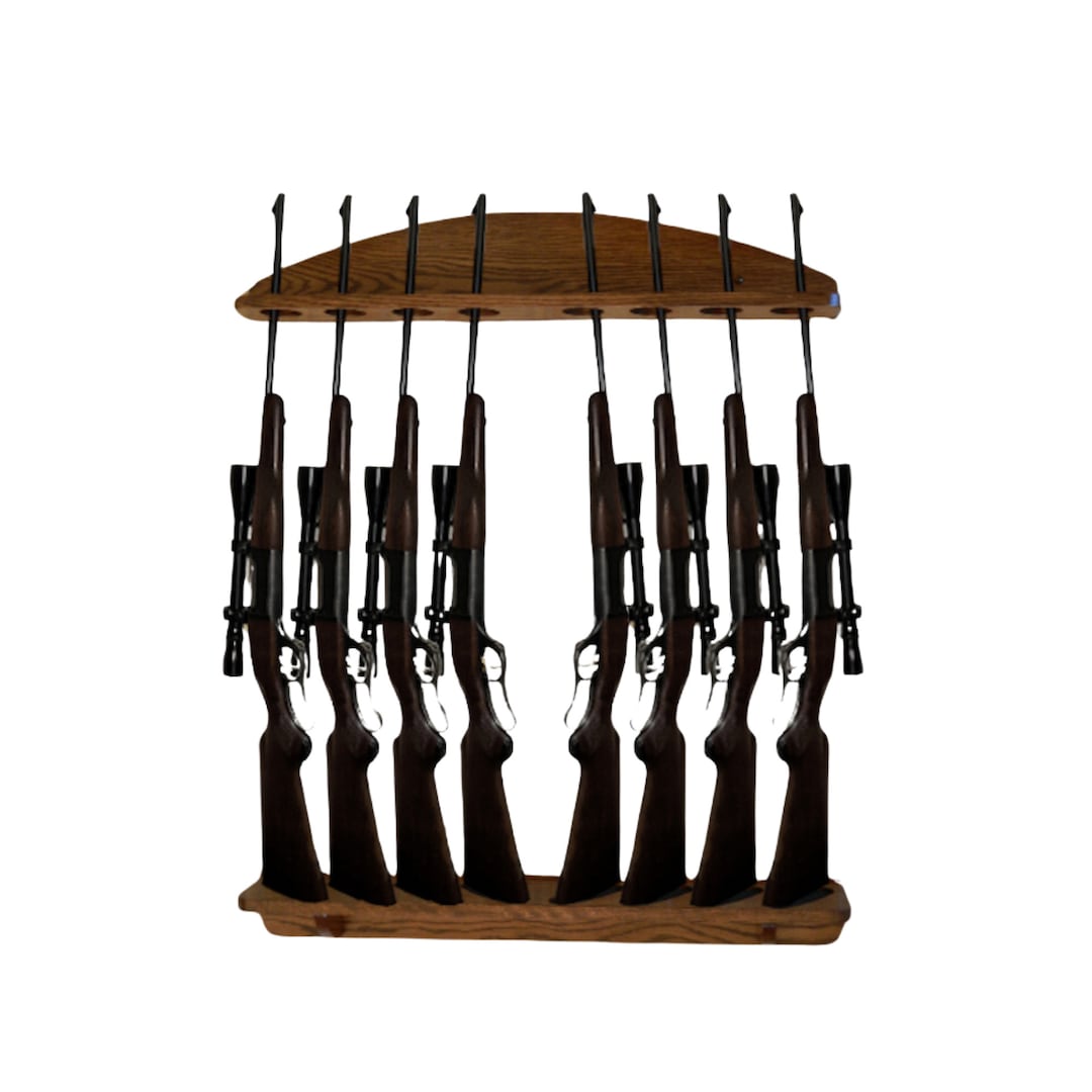 8-gun Solid Oak Wall Mount Gun Rack Display for Rifles and Shotguns - Etsy