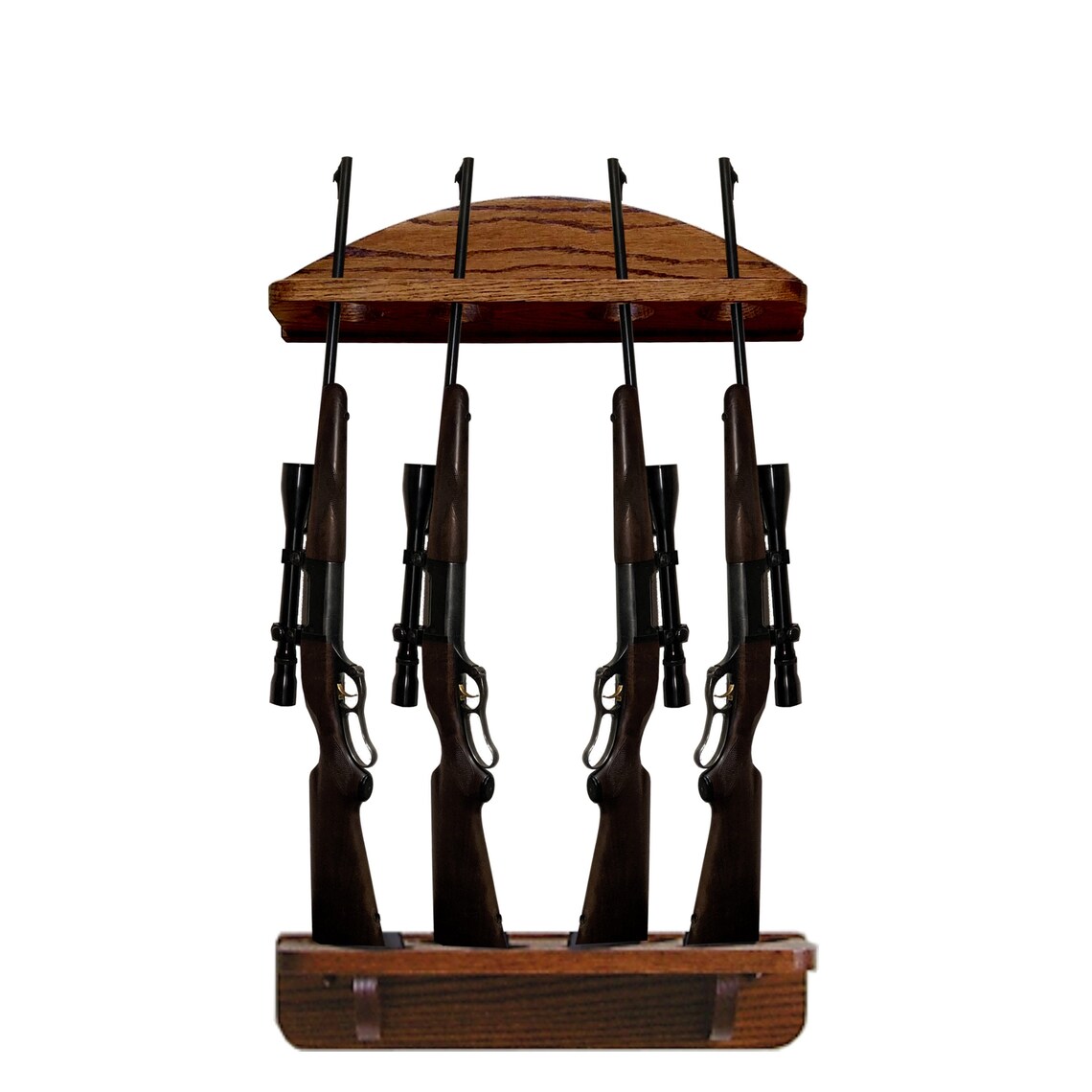 Gun Rack 4-Gun Solid Oak Wall Display for Rifles and Shotguns | Etsy