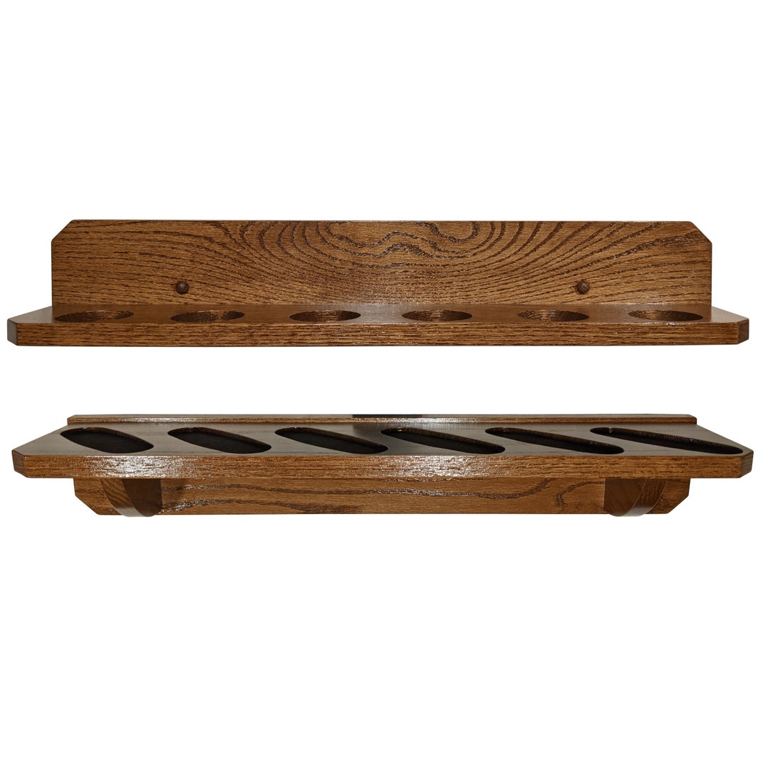6-gun Same Direction Gun Rack Solid Oak Vertical Wall Mount Display ...