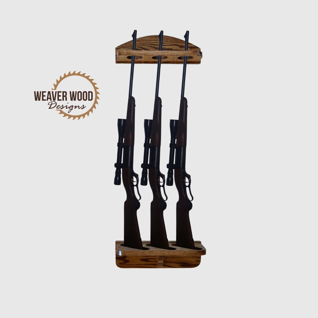3-gun Solid Oak Wall Display Gun Rack for Rifles and Shotguns - Etsy