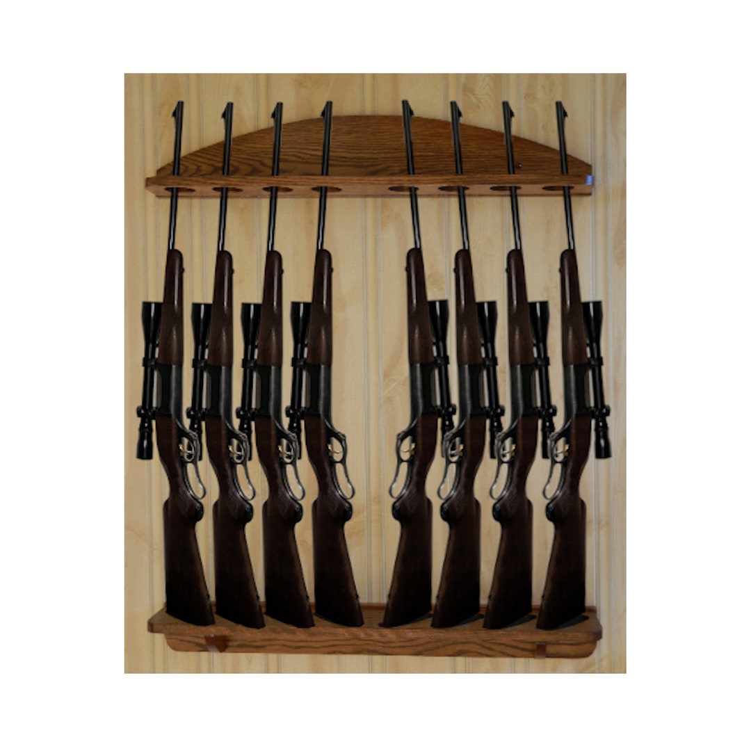 Gun Rack 8-gun Solid Oak Wall Display for Rifles and Shotguns - Etsy Canada