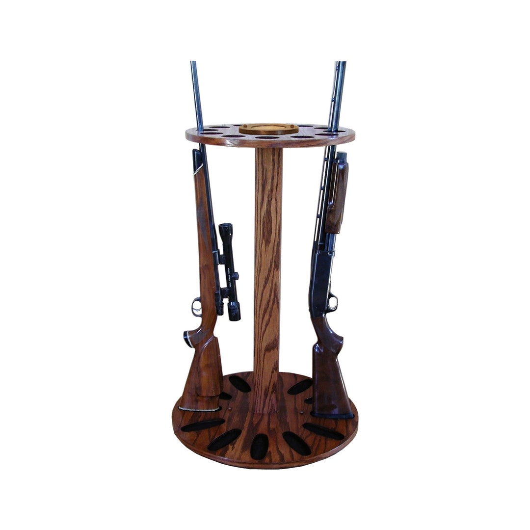Personalized Rotating Gun Rack 12-gun Oak Rifle / Shotgun Display - Etsy