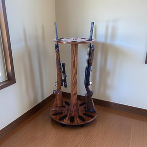 Rotating Gun Rack 12-gun Oak Rifle / Shotgun Display - Etsy