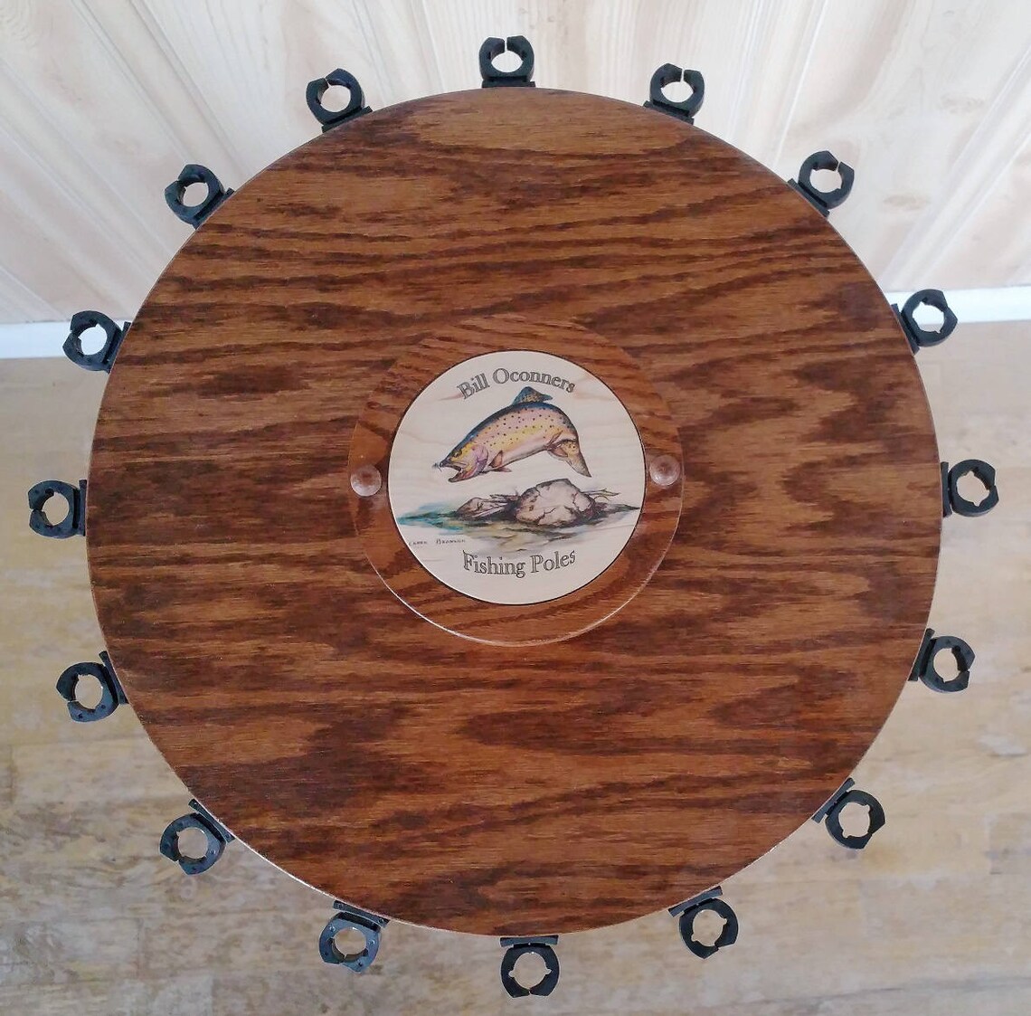 Personalized Rotating Oak Fishing Rod Reel Display Rack 16-pole - Etsy