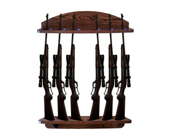 Gun Rack 12-gun Solid Oak Wall Display - Etsy
