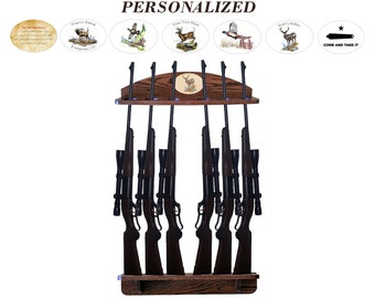 Gun Rack 6-gun Solid Oak Wall Display Unfinished Same - Etsy