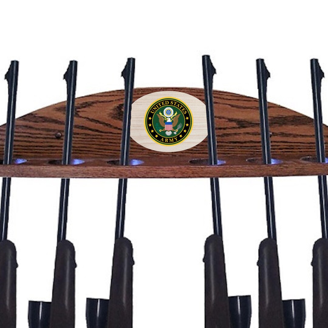 Military Gun Rack - Personalized Oak Wall Mount for Rifles and Shotguns ...