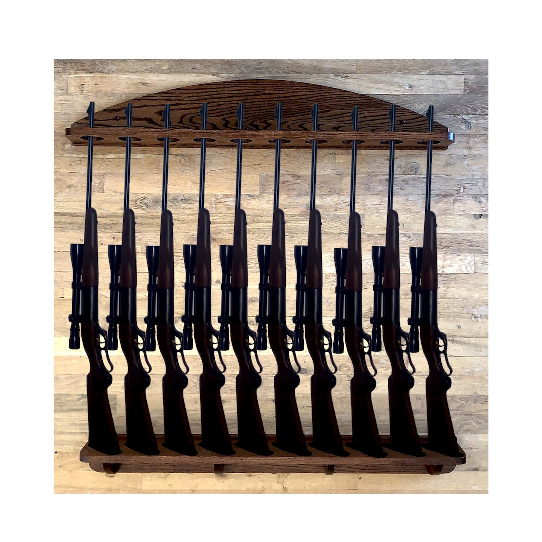Gun Rack 10-gun Solid Oak Wall Display for Rifles and Shotguns - Etsy