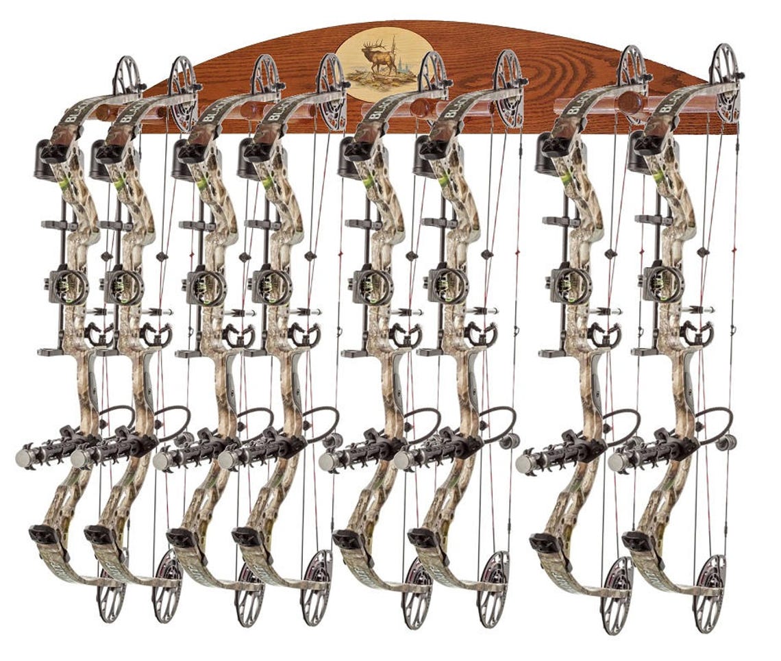 Personalized Compound Bow Recurve 8-place Solid Oak Wall Display Rack ...
