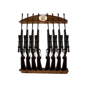 Personalized 8-gun Solid Oak Wall Mount Rack for Rifles and Shotguns ...