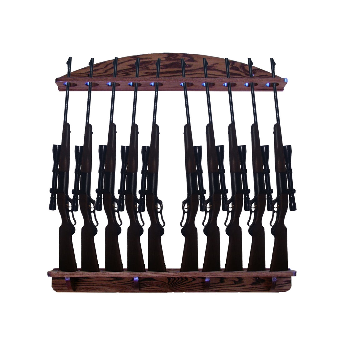Gun Rack 10-gun Solid Oak Wall Display - Etsy