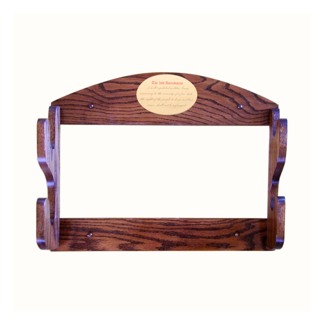 Horizontal Gun Rack for 2 Rifles, Solid Oak Wall Mount Display ...