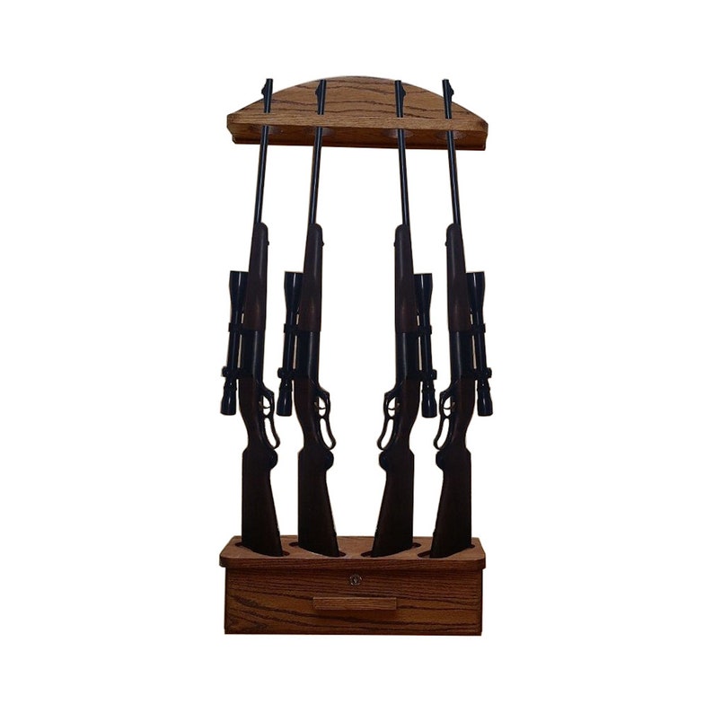 Gun Rack With Locking Ammo Cabinet 4-gun Solid Oak Vertical - Etsy