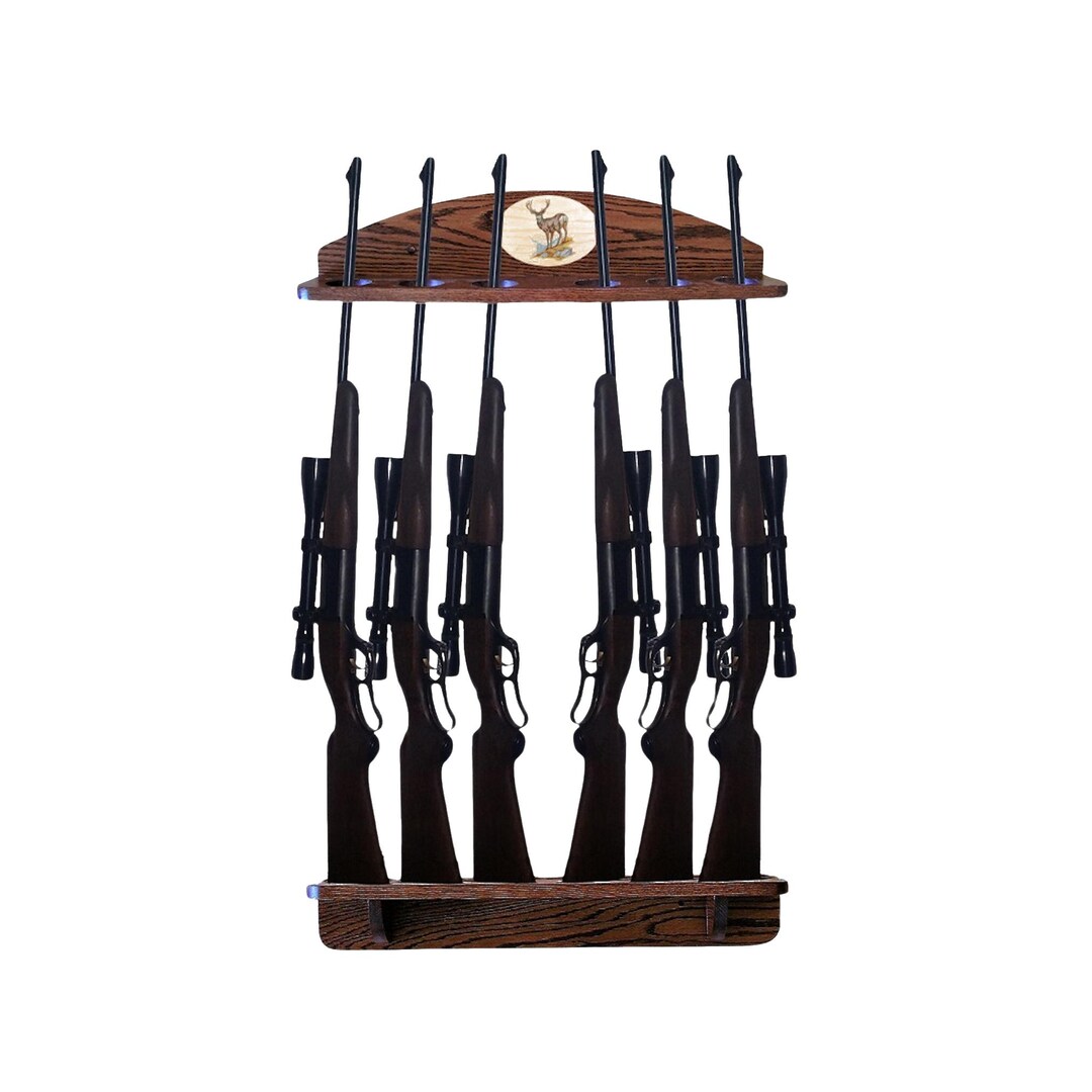 Personalized Gun Rack Wall Mounted Solid Oak Wood, Choice of Art / Text ...