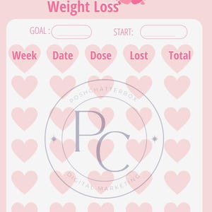 Editable GLP Weight Loss Tracker Canva Template | Digital Download ...
