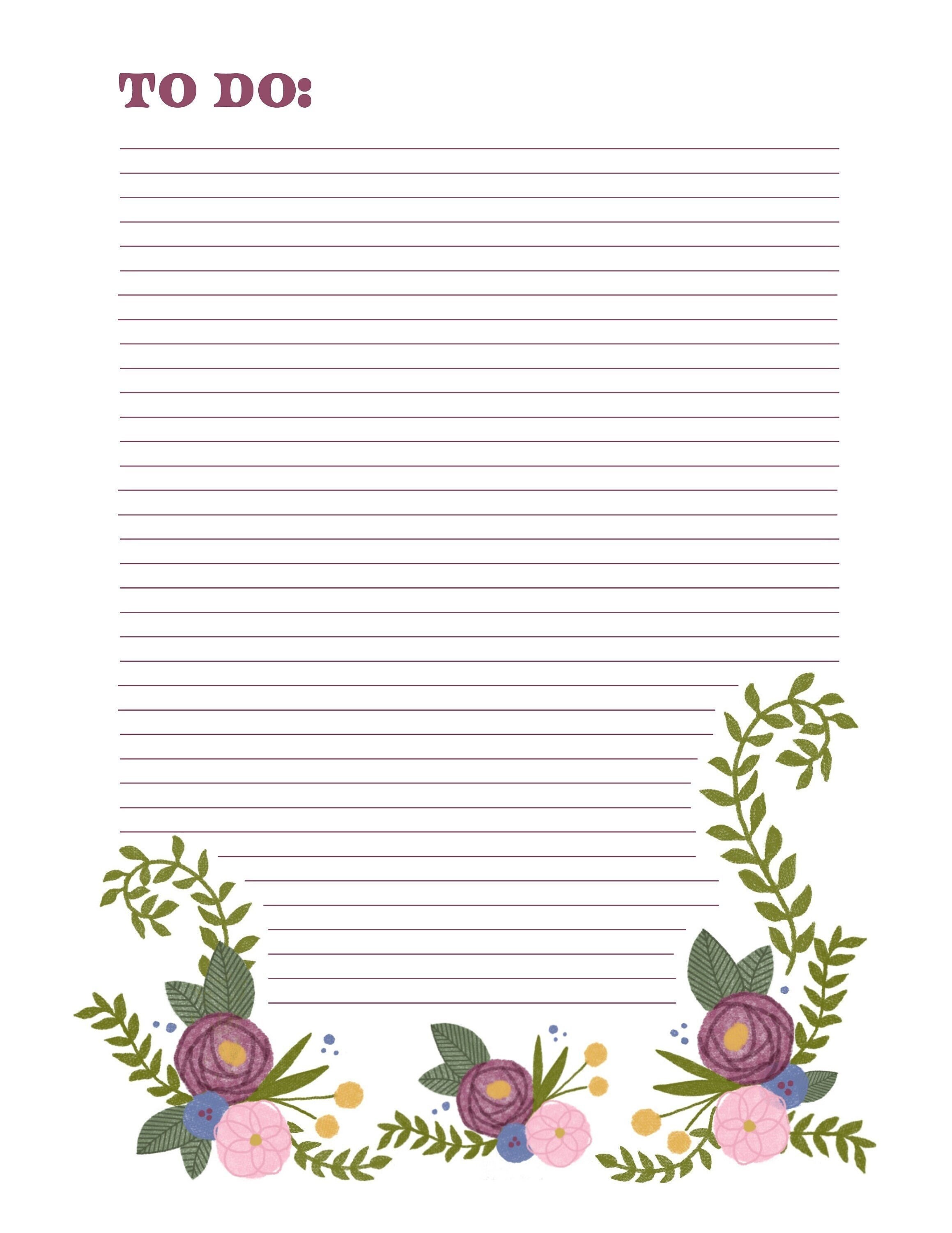 Floral To-do List, 8.5x11, Digital Download, PDF - Etsy