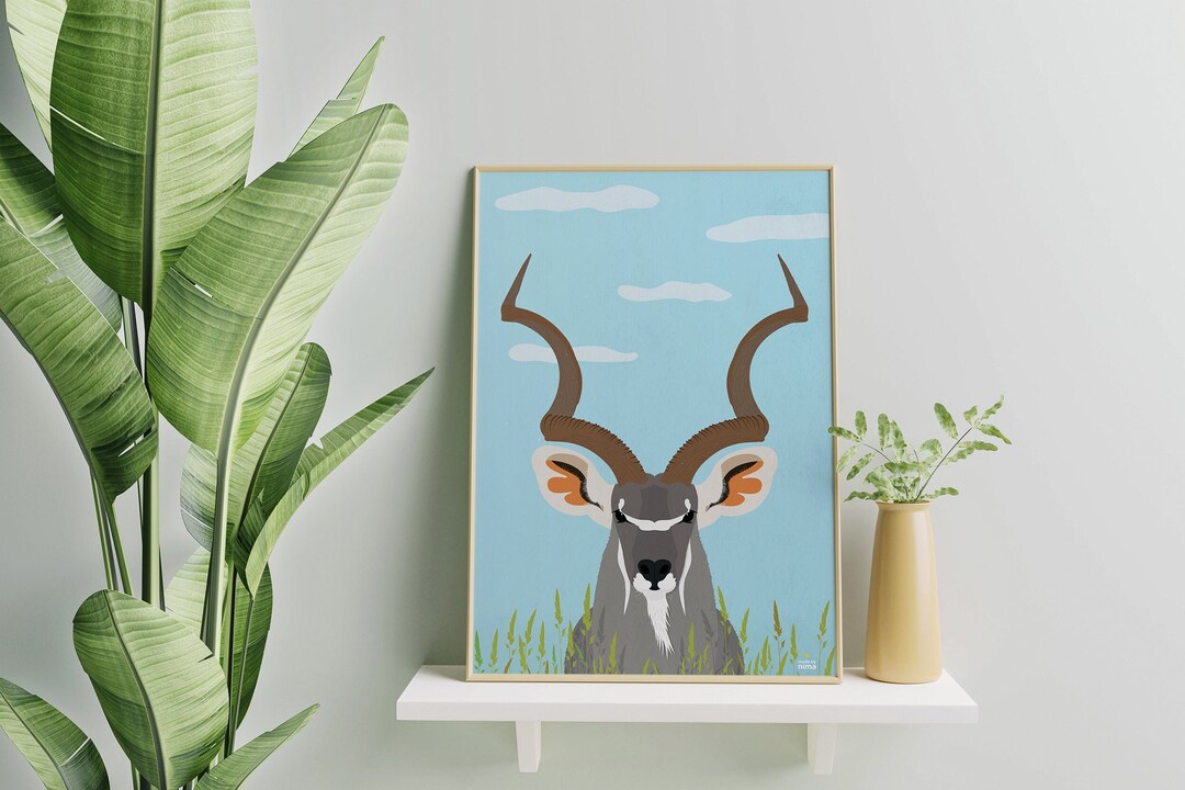 A2 A4 50 X 70 Cm Vector Illustration Kudu by Day Portrait Poster ...