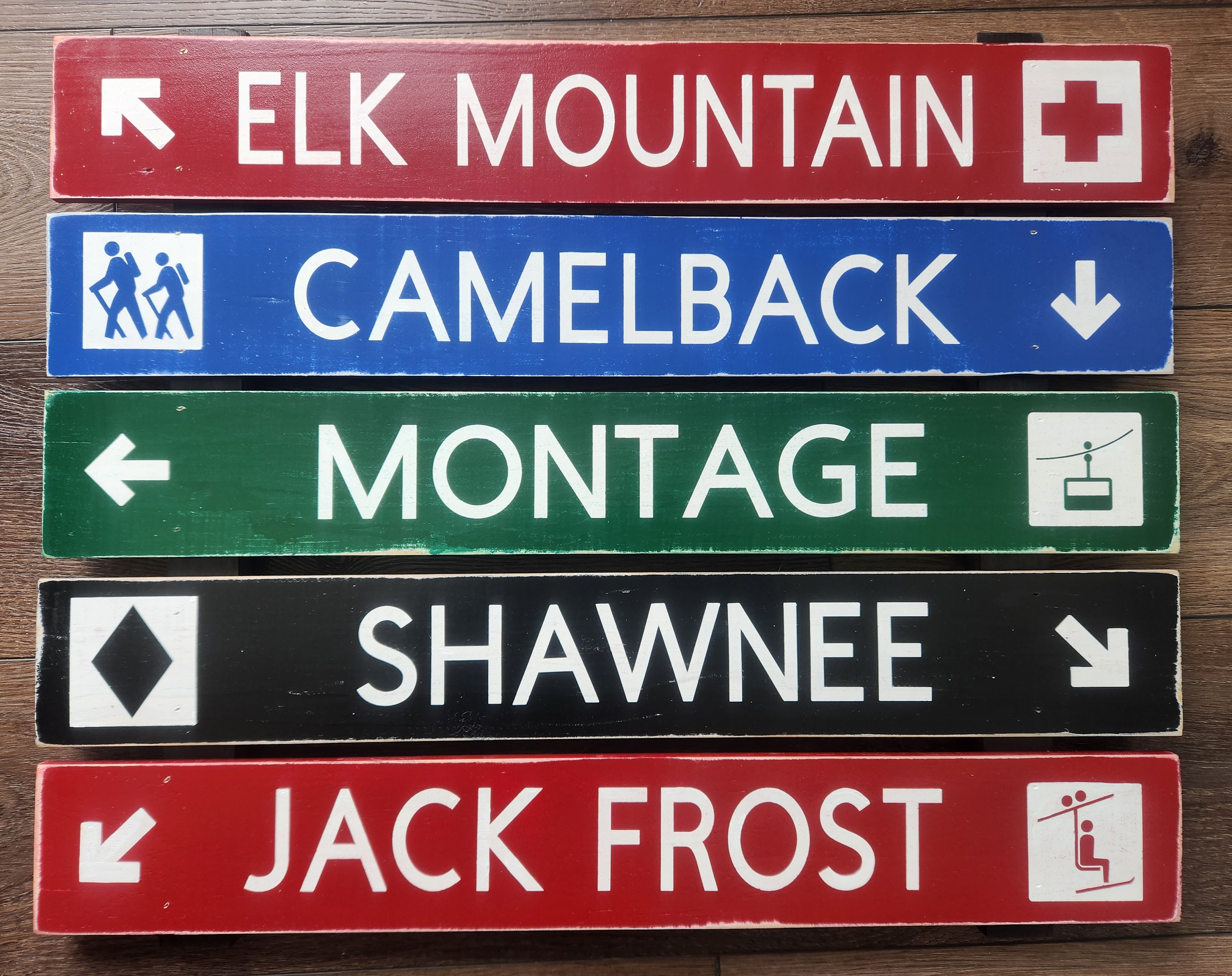 Custom Wooden Ski Trail Signs, Hand-painted, Rustic Cabin Decor, Ski ...