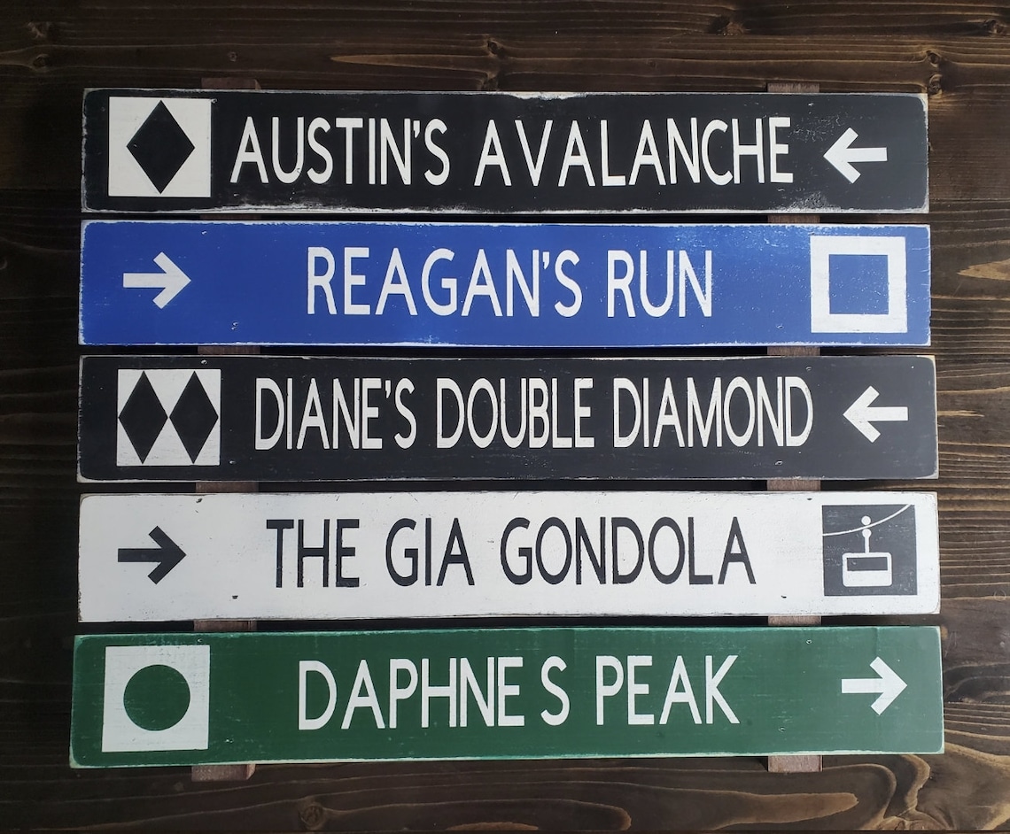 Custom Ski Trail Signs Rustic Cabin Decor Ski and Snowboard | Etsy UK
