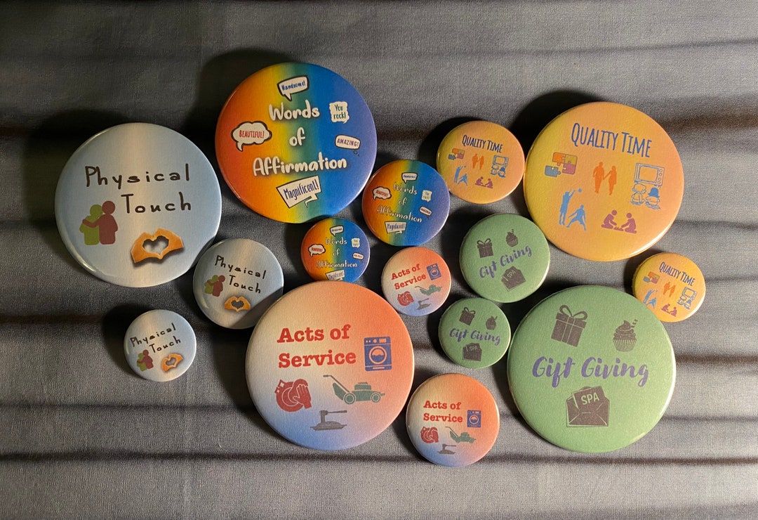 5 Love Languages Button Pins - Etsy