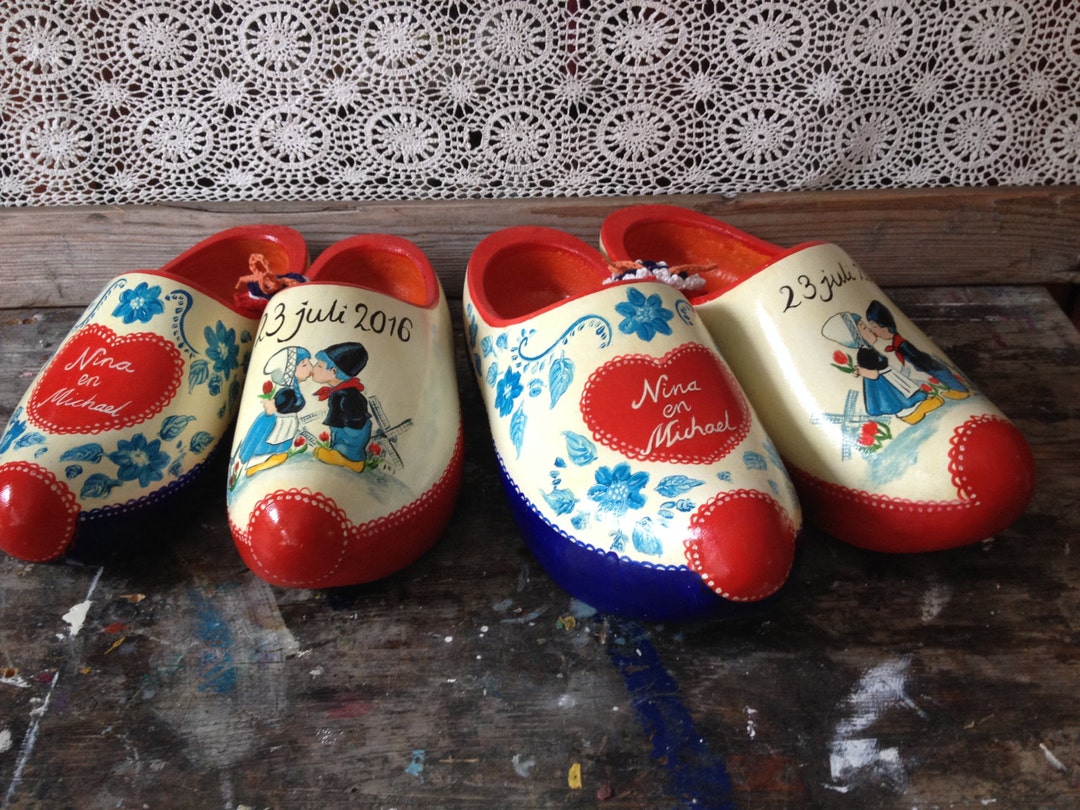 Set of Hand-painted Dutch Wedding Clogs to Walk on in a Ladies Size and ...