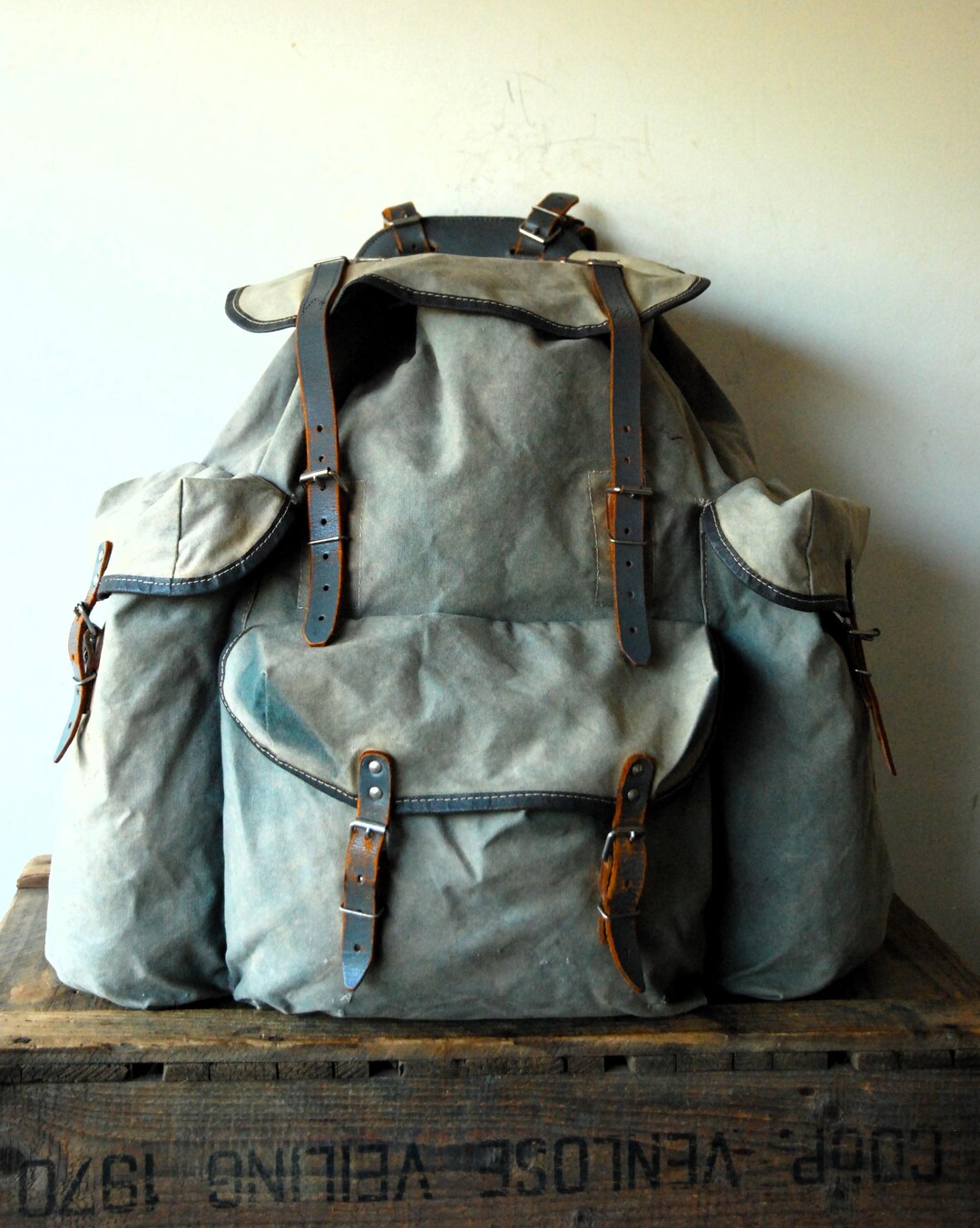 Norwegian Army Style Backpack Rucksack - Canvas Leather Hunting ...