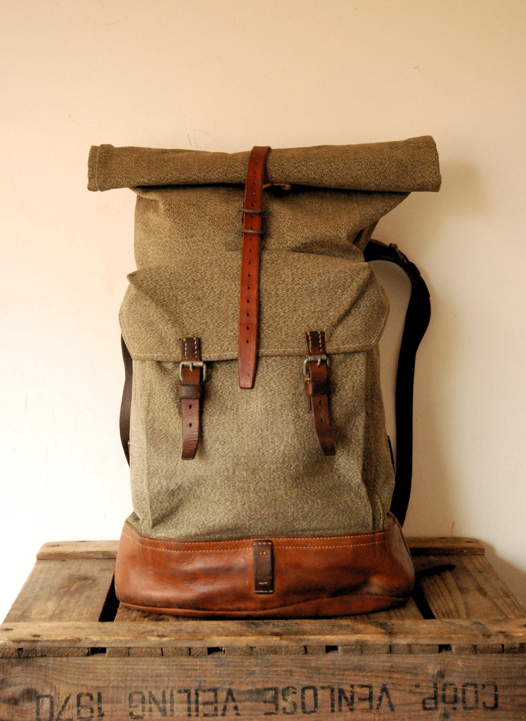 Swiss Army Backpack - Rucksack Salt and Pepper - Roll Top - Vintage ...