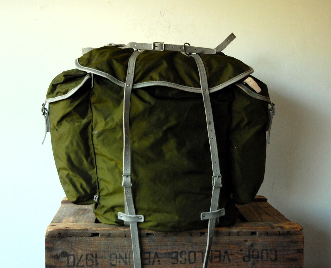 Norwegian Army Backpack Rucksack Canvas Leather Hunting Hiking Fishing ...