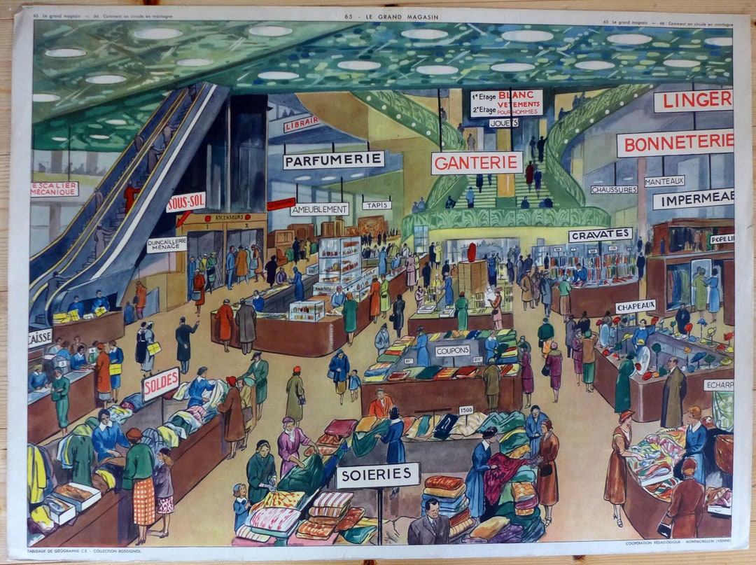 Vintage French Classroom Poster - Department Store/mountain - Etsy