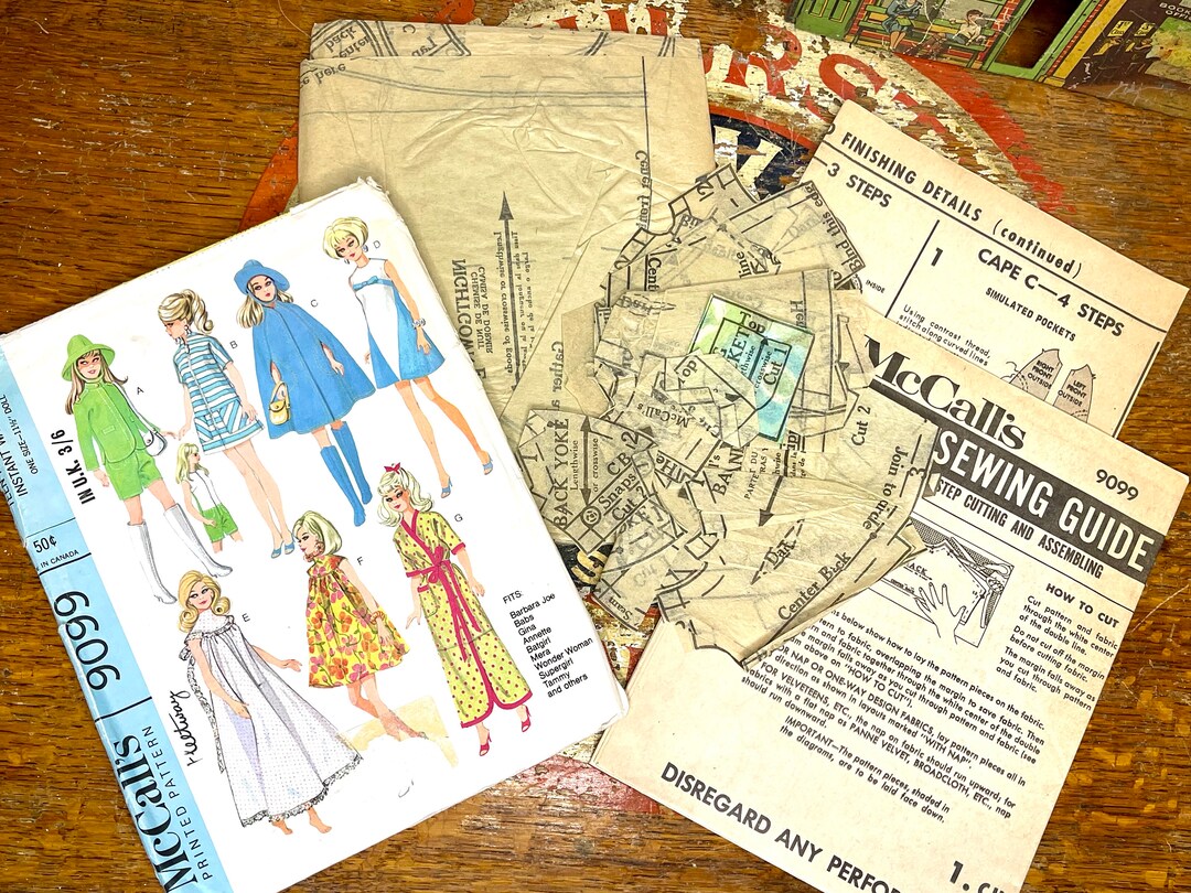 1970's Paper Pattern - 11.5" Dolls Clothes Pattern - Mccalls 9099 ...