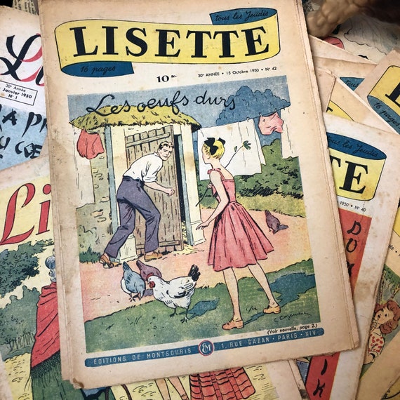 12 X 1950's French Comics Lisette Vintage Prints | Etsy