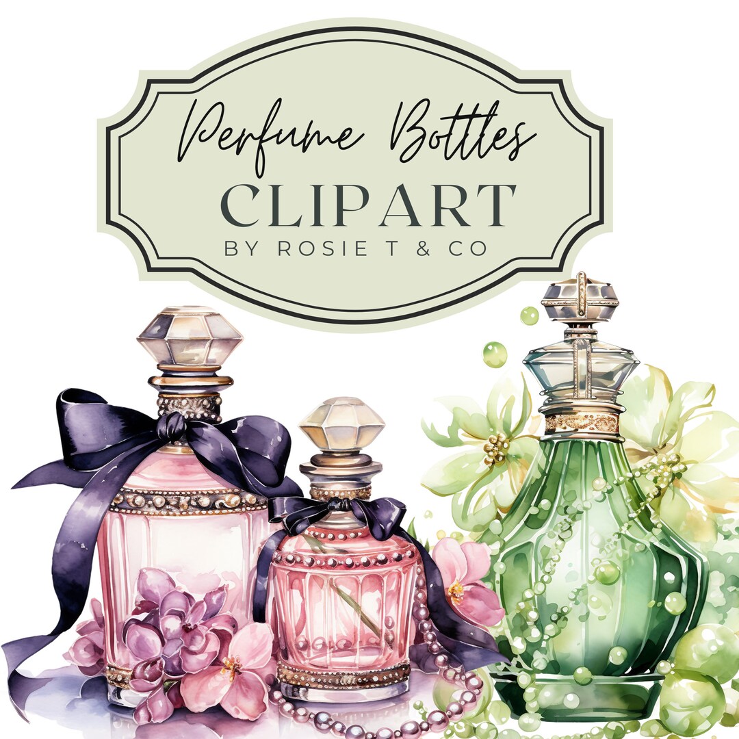 Watercolor Perfume Bottle Clipart, Vintage Floral Bottle Illustrations ...
