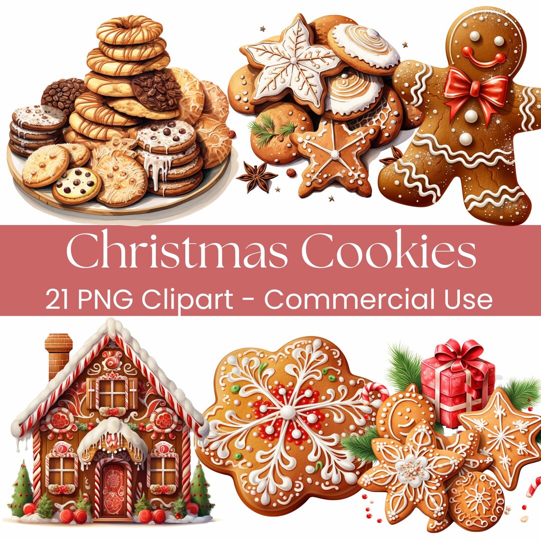 Christmas Cookie Clipart PNG | Gingerbread Clip Art Bundle | Holiday ...