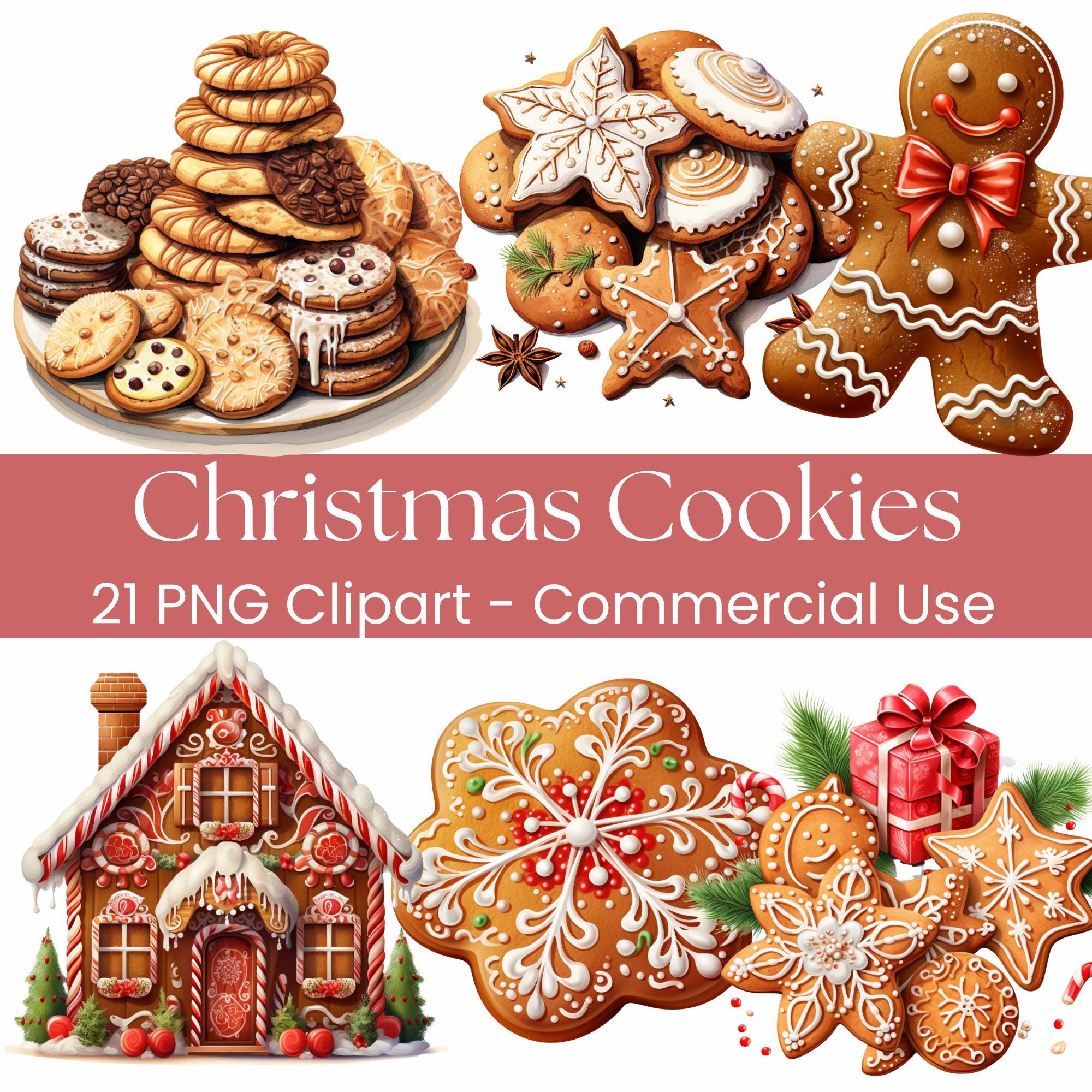 Christmas Cookie Clipart PNG | Gingerbread Clip Art Bundle | Holiday ...